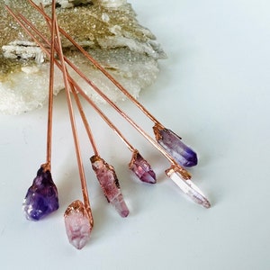 Dainty Raw Amethyst Crystal Hair Stick | Boho Wedding | Boho Amethyst ...