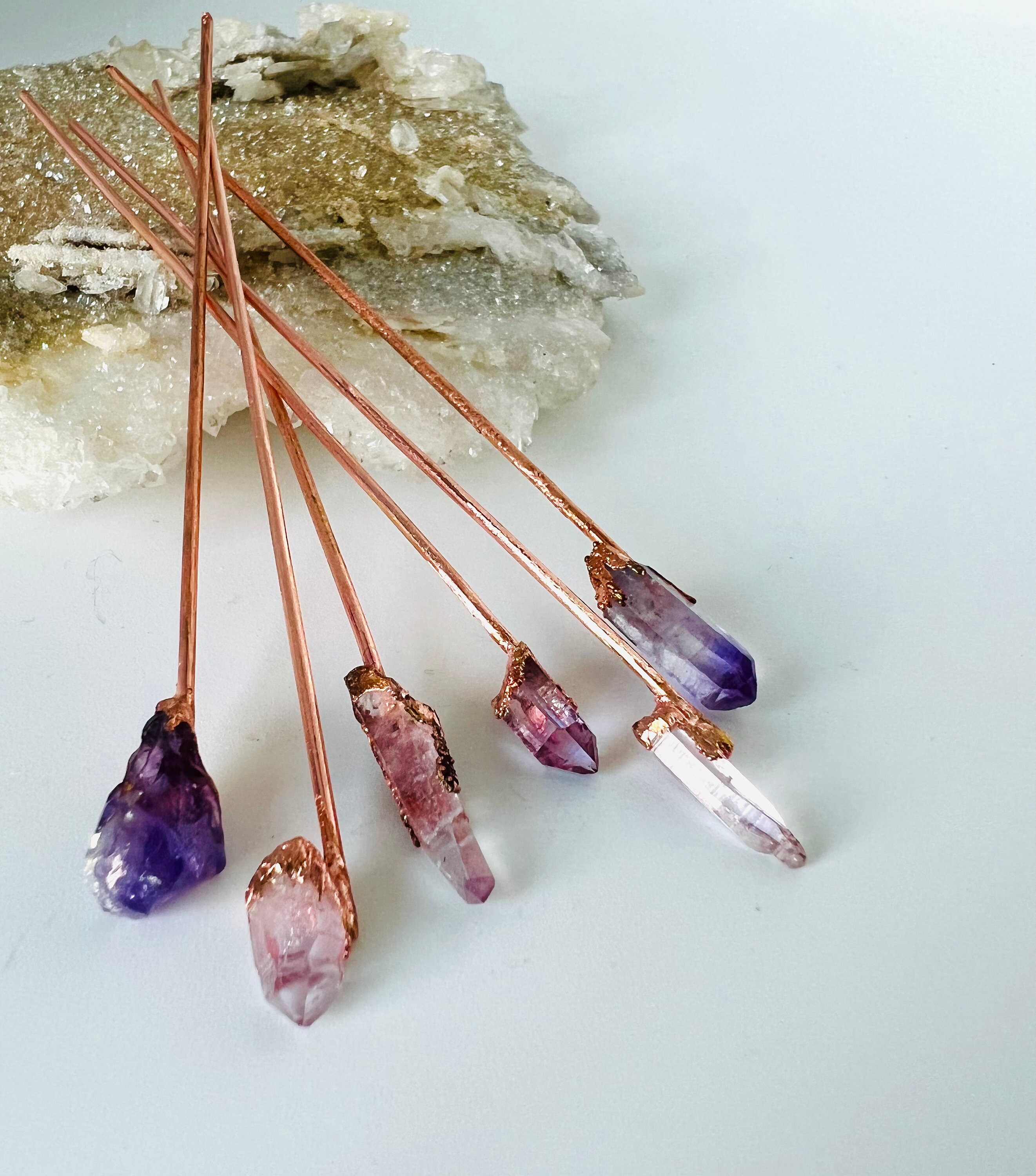 Dainty Raw Amethyst Crystal Hair Stick Boho Wedding Boho - Etsy