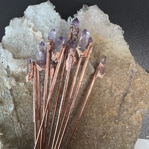 Dainty Raw Amethyst Crystal Hair Stick | Boho Wedding | Boho Amethyst ...