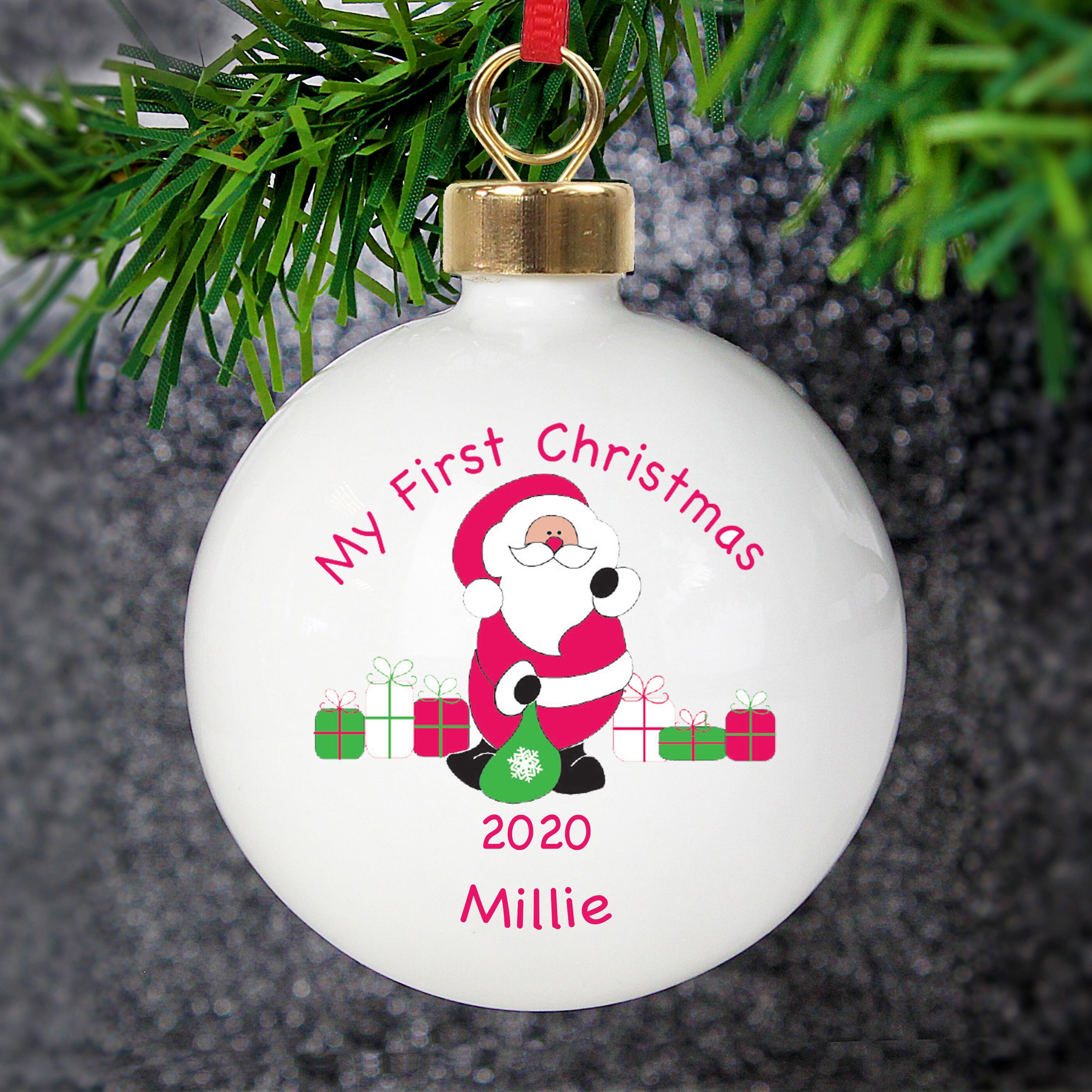 Personalised My First Christmas Tree Santa Bauble Baby - Etsy UK