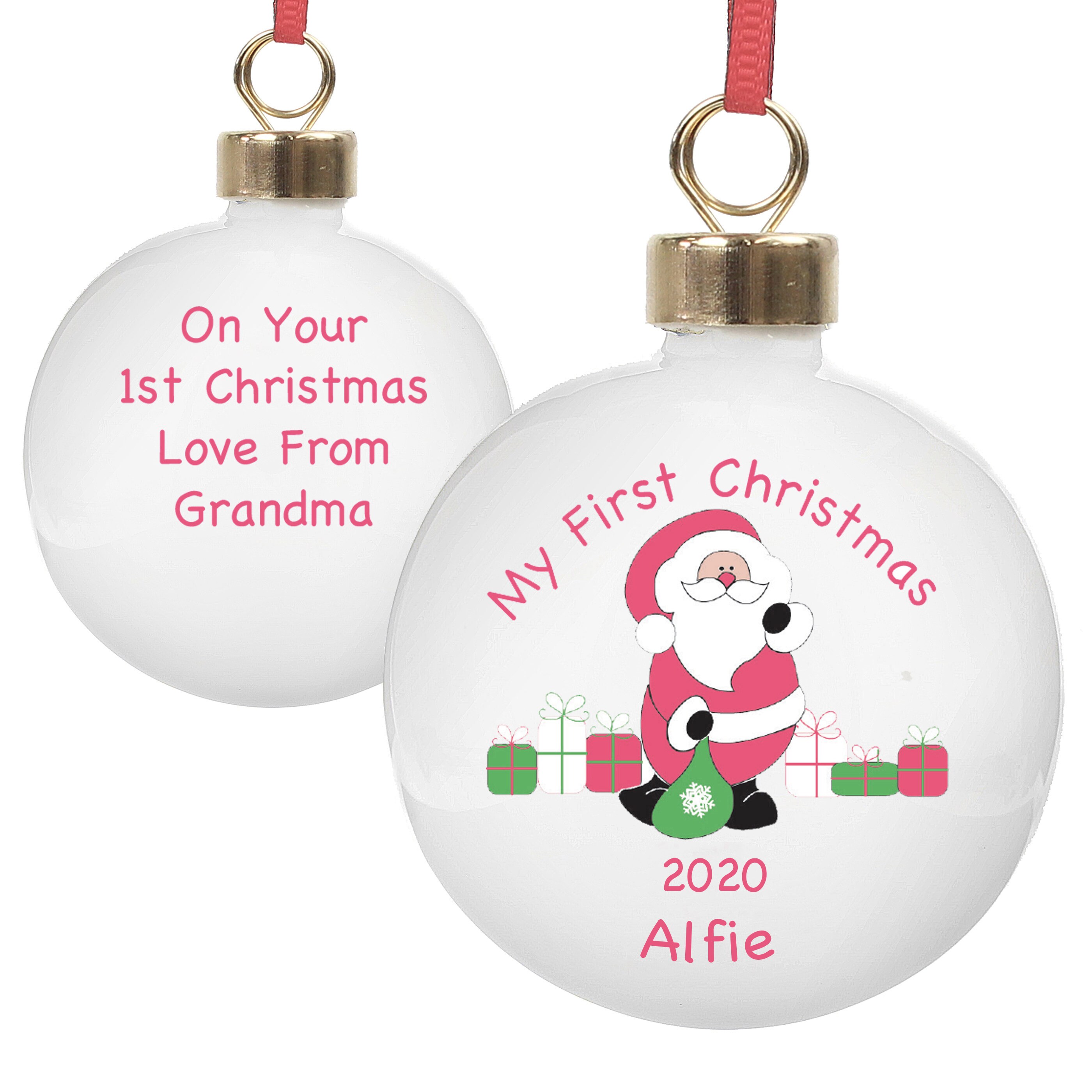 Personalised My First Christmas Tree Santa Bauble Baby - Etsy UK