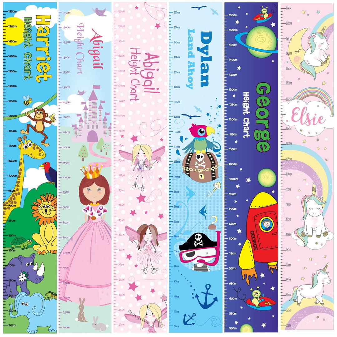 Childrens Personalised Height Charts - Vinyl Wall Chart, Boys, Girls, 6 ...