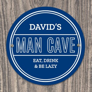 Personalised Blue MAN CAVE Heritage Plaque Sign Unique Gift for Him ...