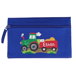 Personalised Tractor Blue Pencil Case - Etsy UK