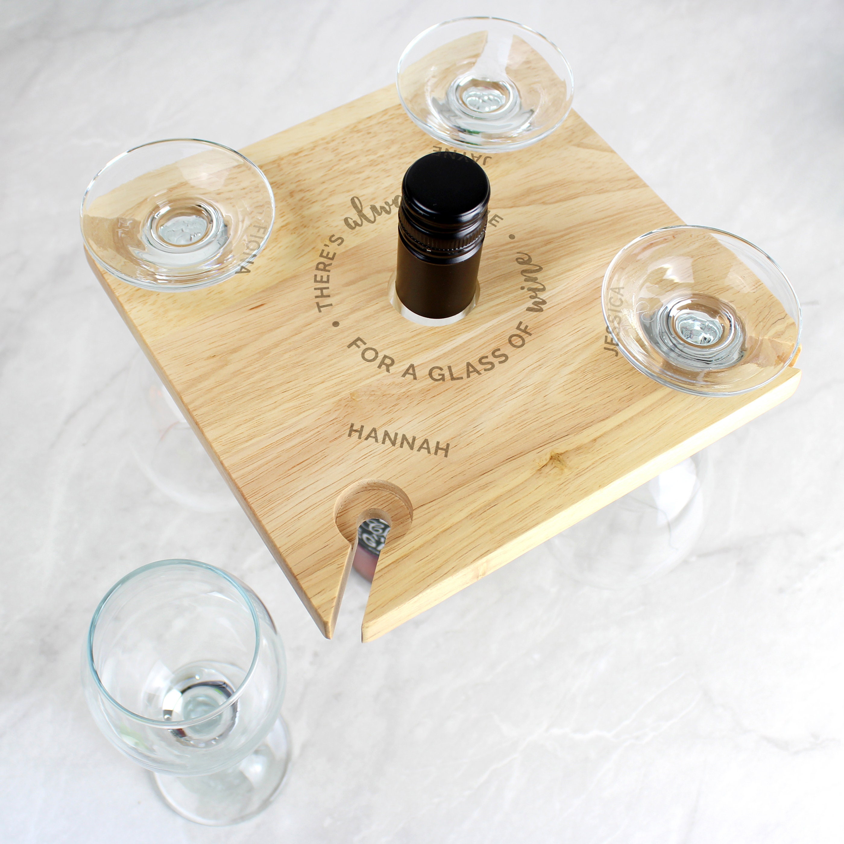Personalised Time for a Glass of Wine Four Wine Glass Holder & - Etsy UK