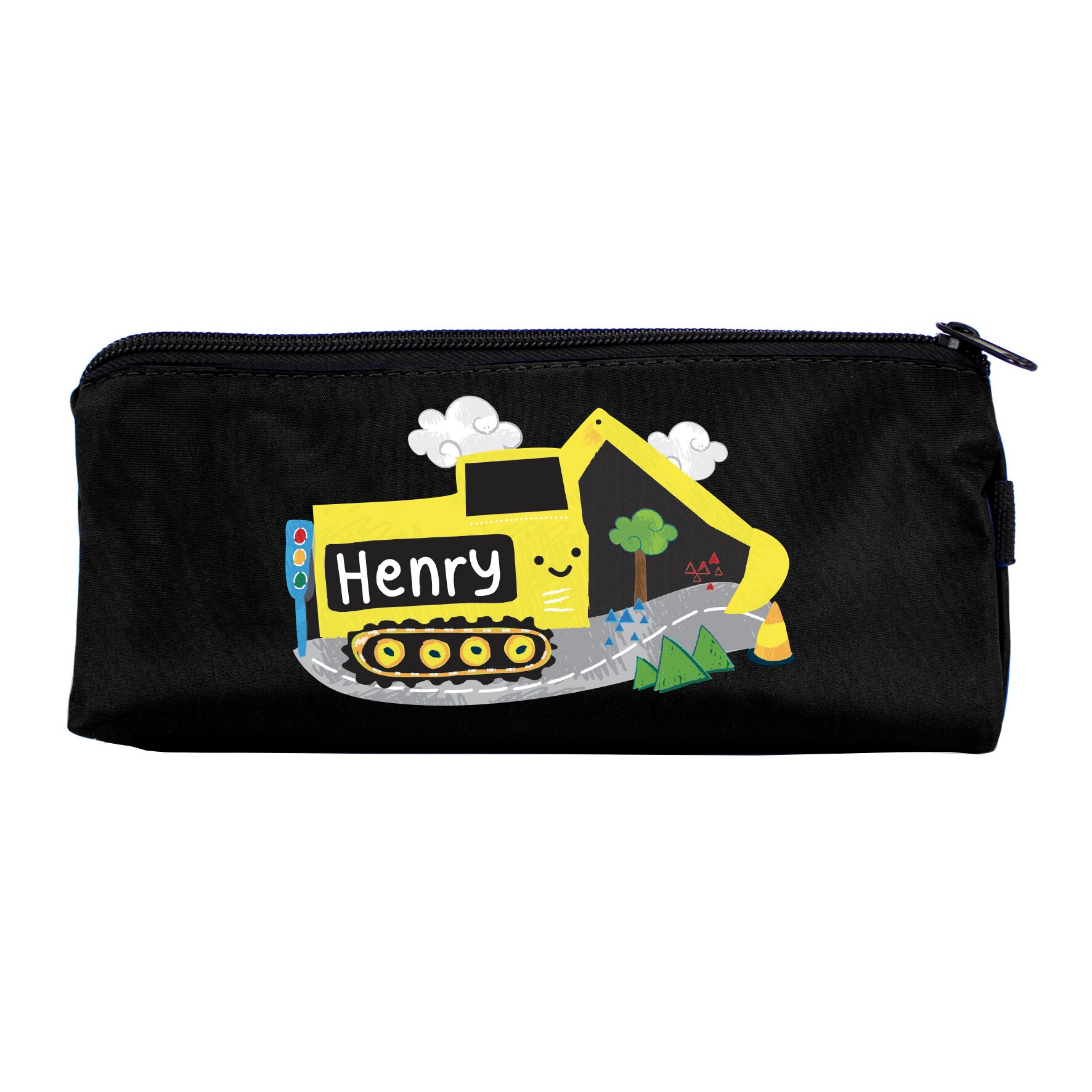 Personalised Digger Black Pencil Case Back to School Boys - Etsy UK