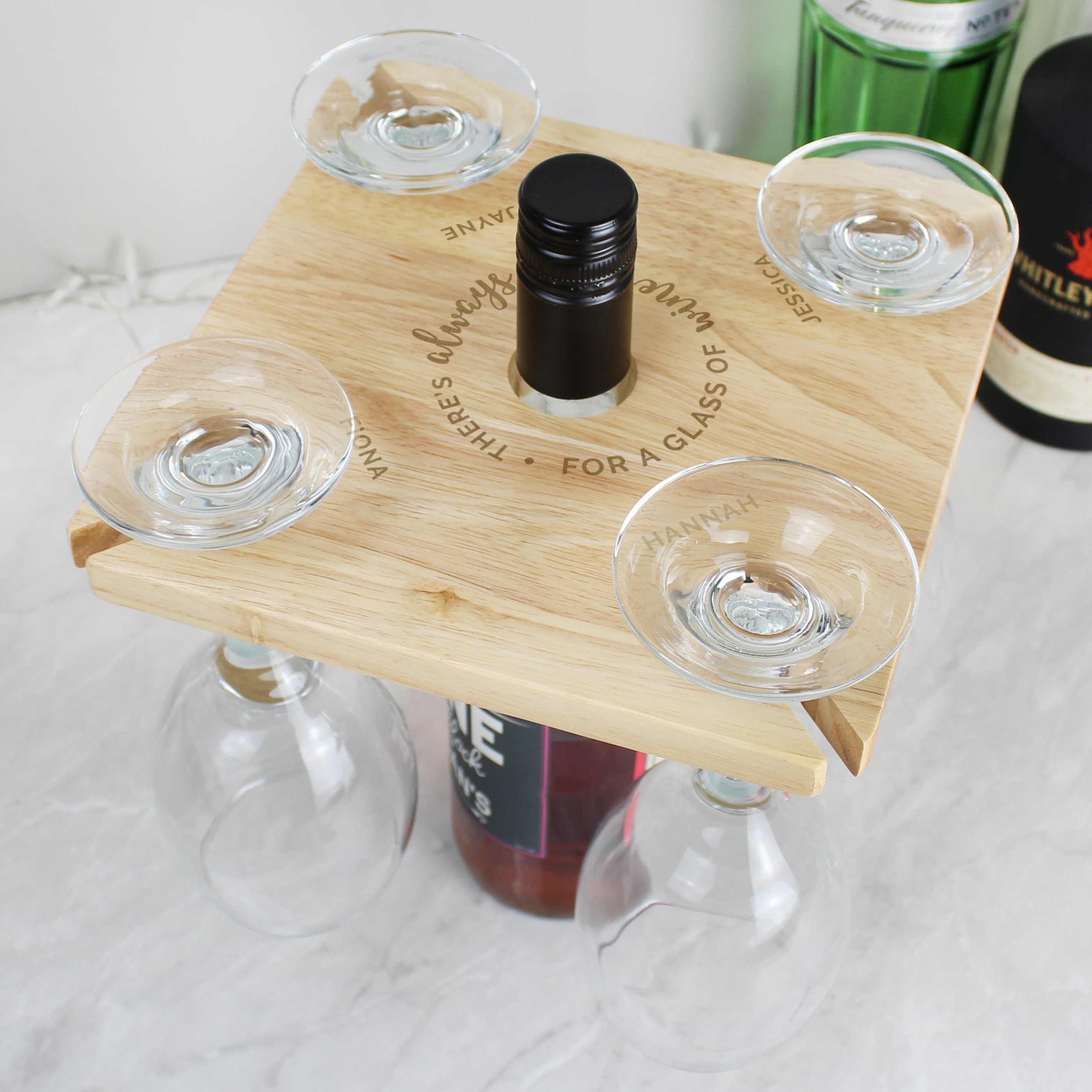 Personalised Time for a Glass of Wine Four Wine Glass Holder & - Etsy UK