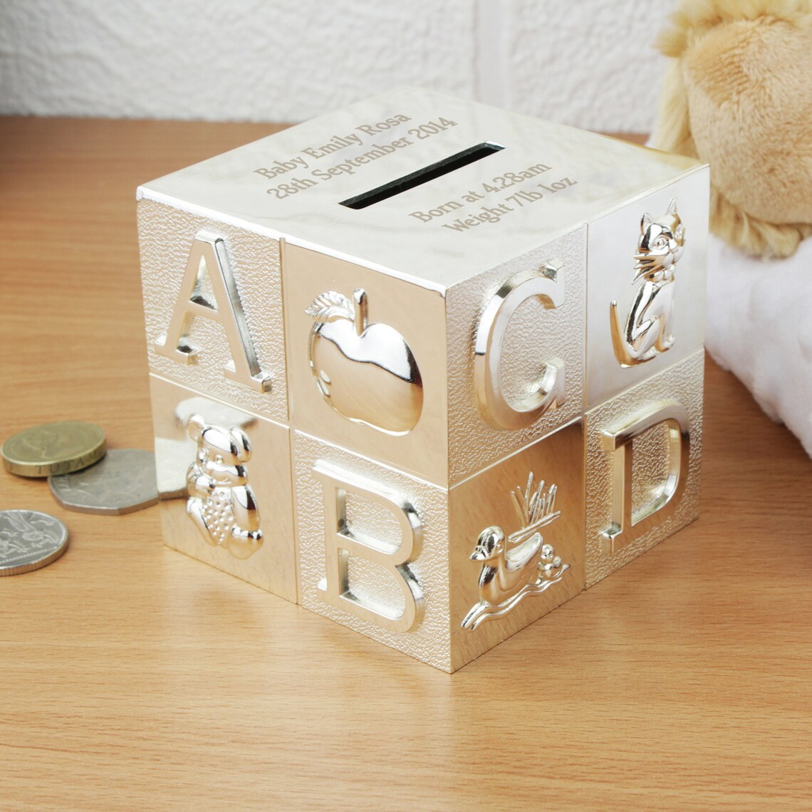 Personalised Silver Plated ABC Money Box Bolder Name Font - Etsy