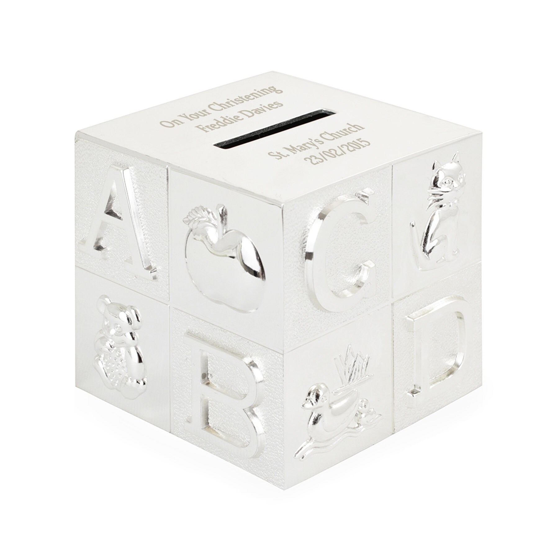 Personalised Silver Plated ABC Money Box Bolder Name Font - Etsy UK