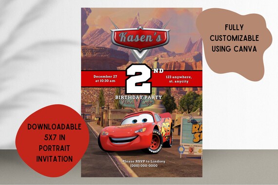 Pixar Cars Birthday Invitations