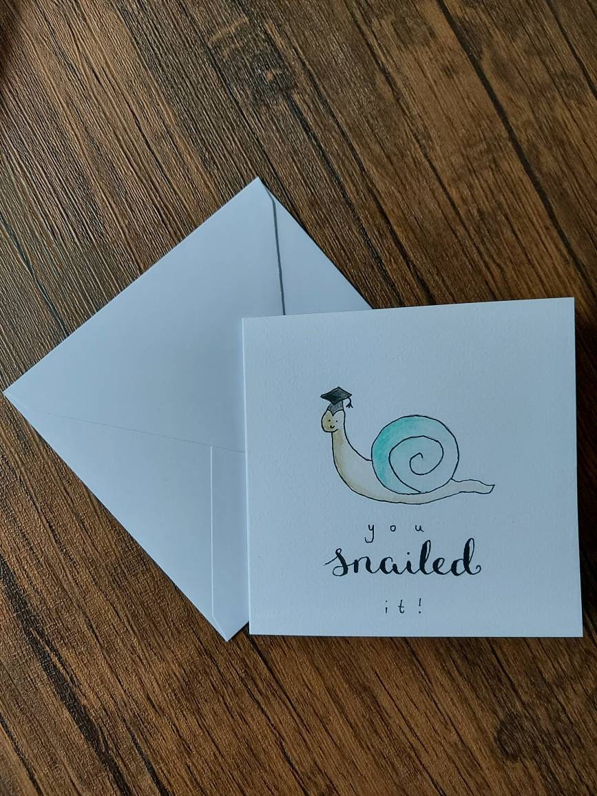 Snail Graduation Watercolour Card - Etsy