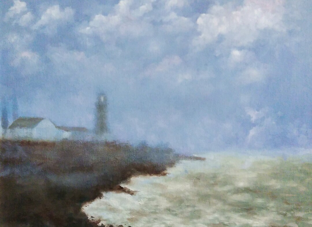 Foggy Ocean Art. Romantic Scene of Cliffs, Fog, Surf, and the Sea ...