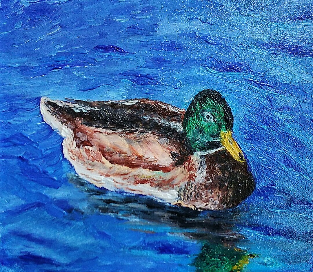 Duck Oil Painting. Small Format Painting for Home Decor. Original ...
