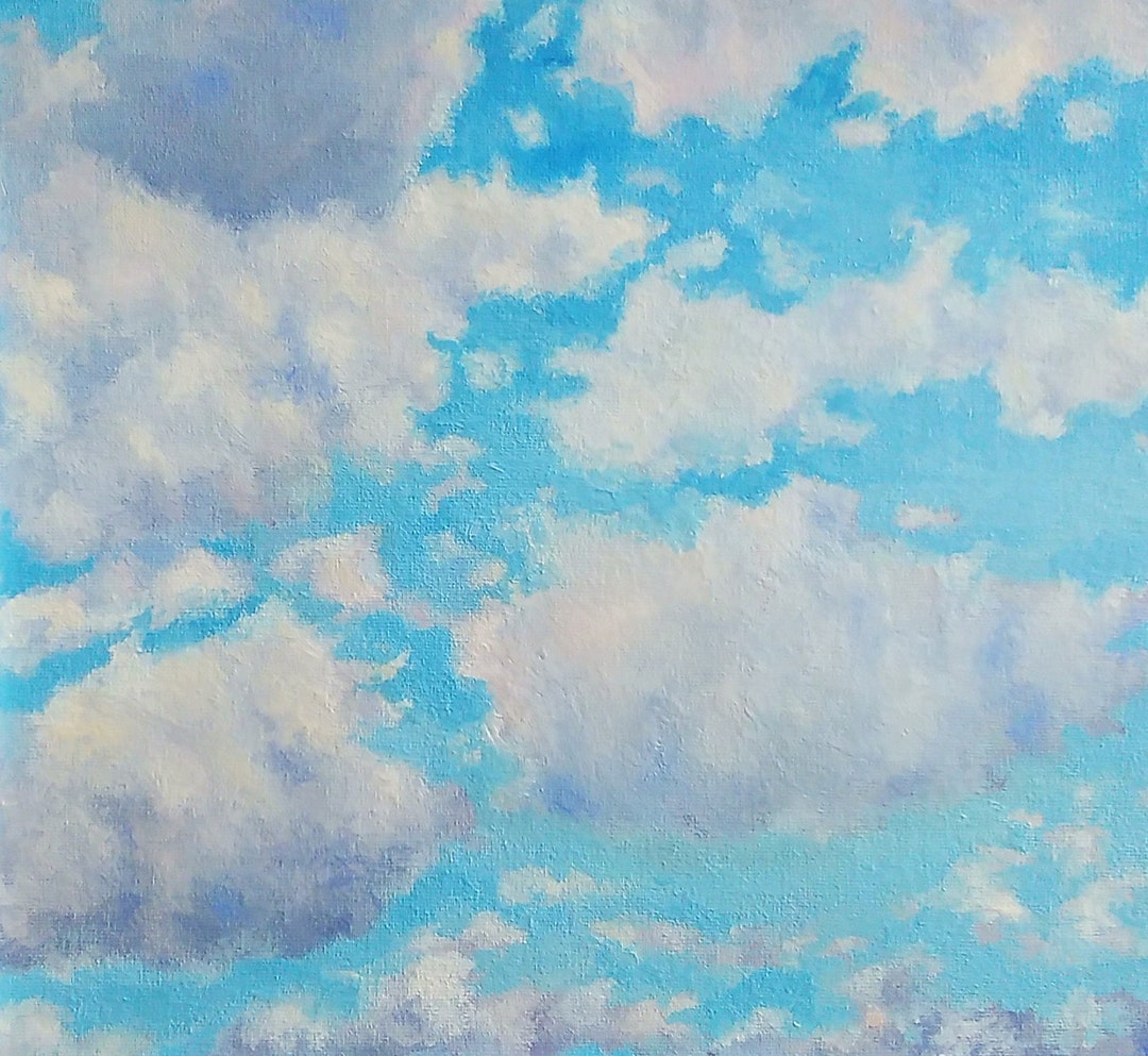 Clouds Oil Original Painting. Blue Sky. White Clouds. Realistic ...
