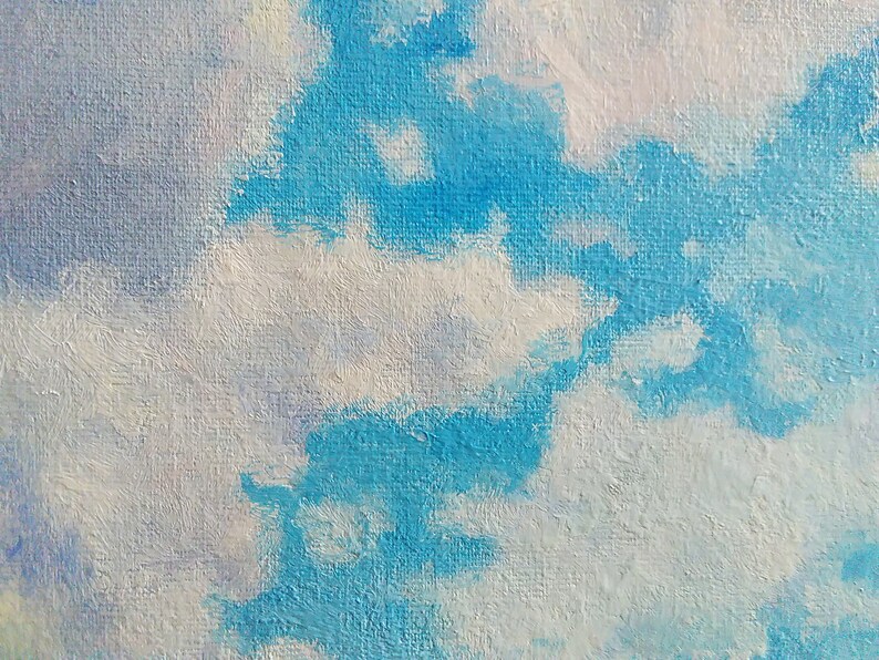 Clouds Oil Original Painting. Blue Sky. White Clouds. Realistic ...
