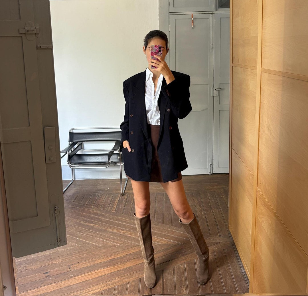 Dark Academia Pure Wool Blazer, Oversized Americana, Elegant Autumn ...