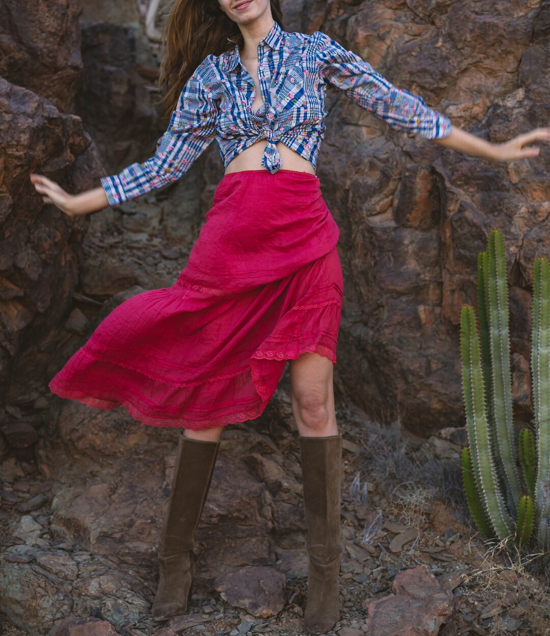 Cottage Core Woman Blouse, Romantic Blue and White Plaid Shirt With ...