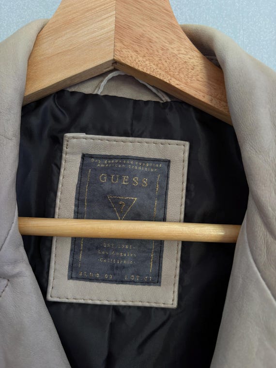 Vintage Guess grey leather jacket, Italian style half… - Gem