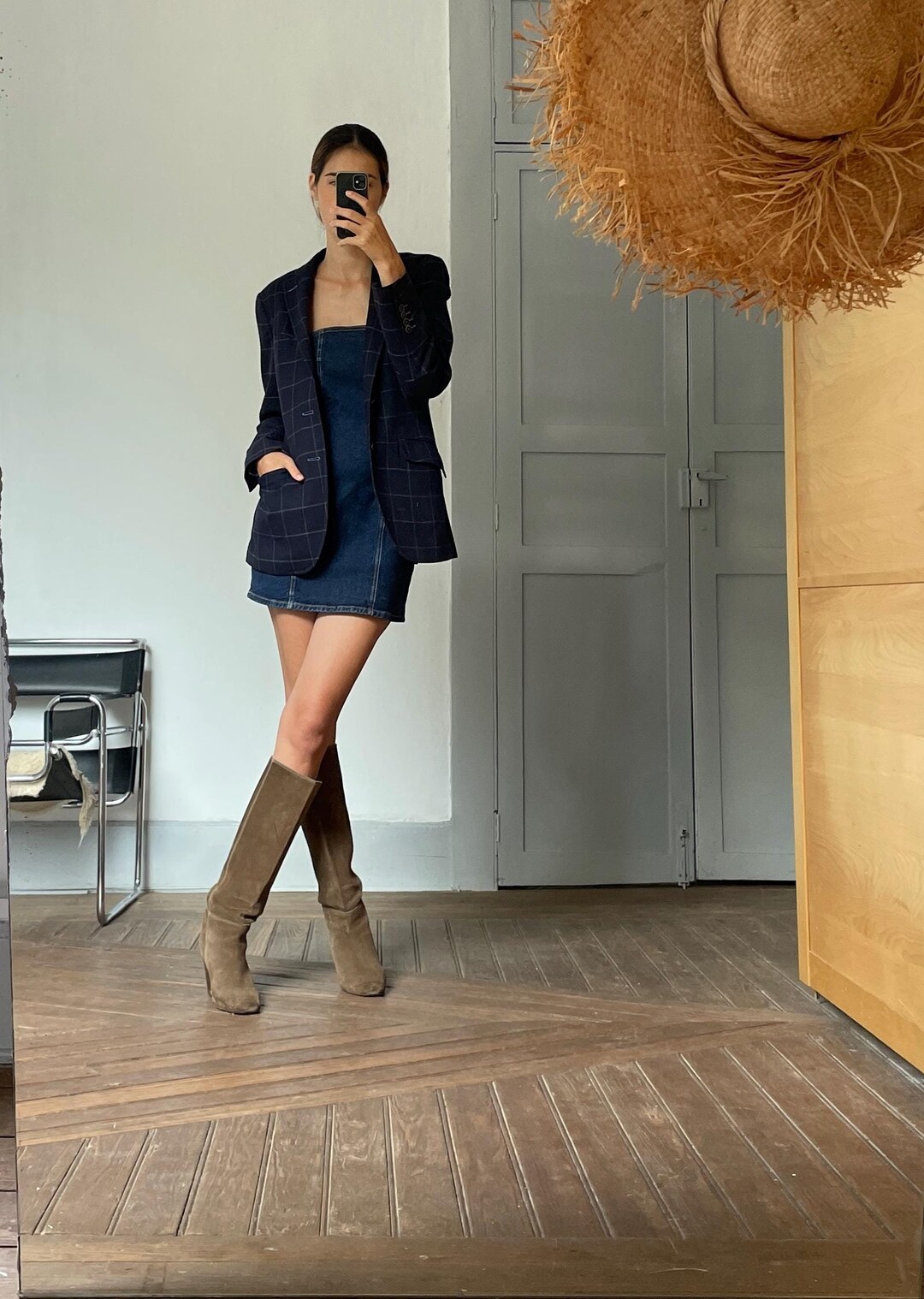 Vintage El Ganso Americana, Dark Blue Squared Formal Blazer Jacket ...
