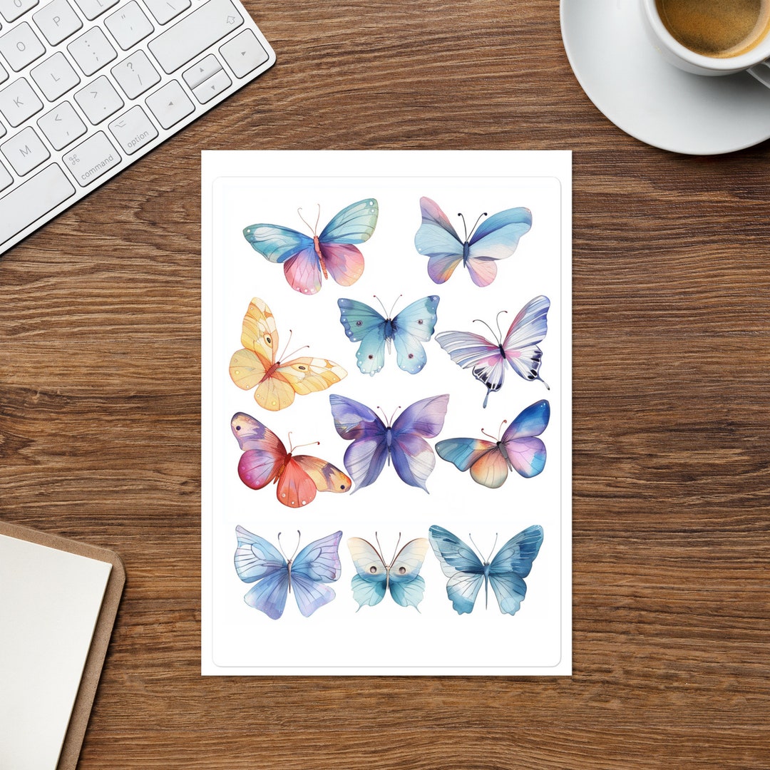 Watercolour Butterfly Sticker Sheet Flying Butterflies Journal Stickers ...