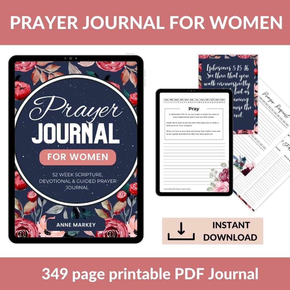Prayer Journal Printable Bundle With Weekly Bible Verse, Gratitude ...