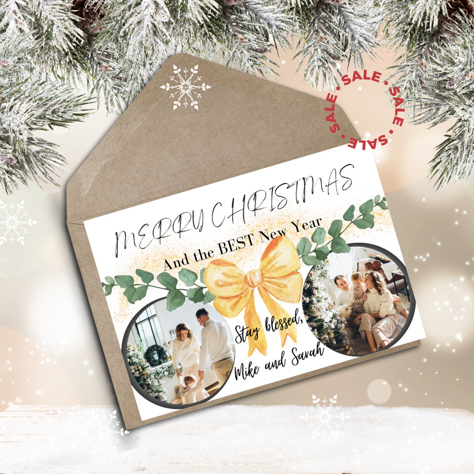 Photo Christmas Card Template, Holiday Photo Christmas Card, Holiday ...