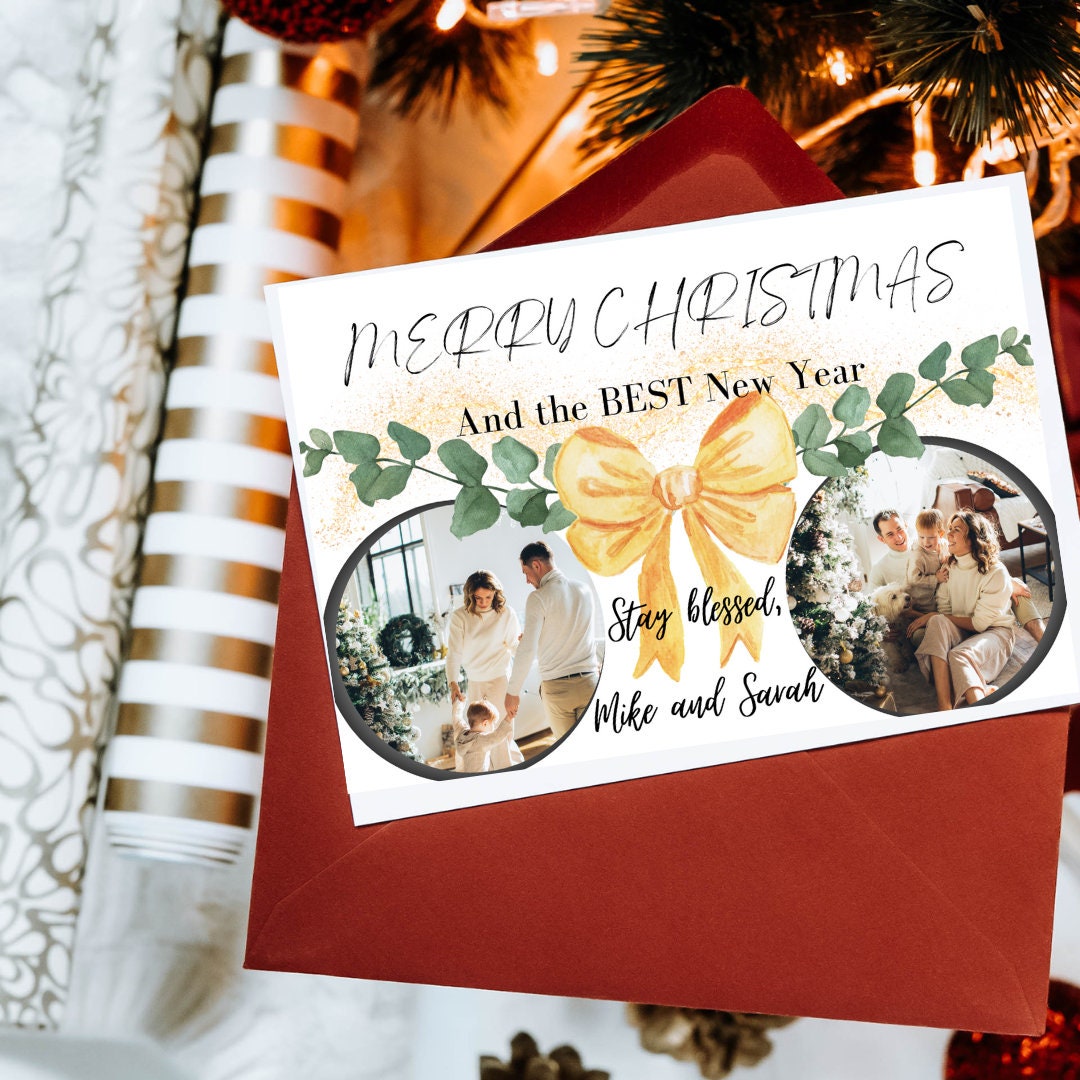 Photo Christmas Card Template, Holiday Photo Christmas Card, Holiday ...