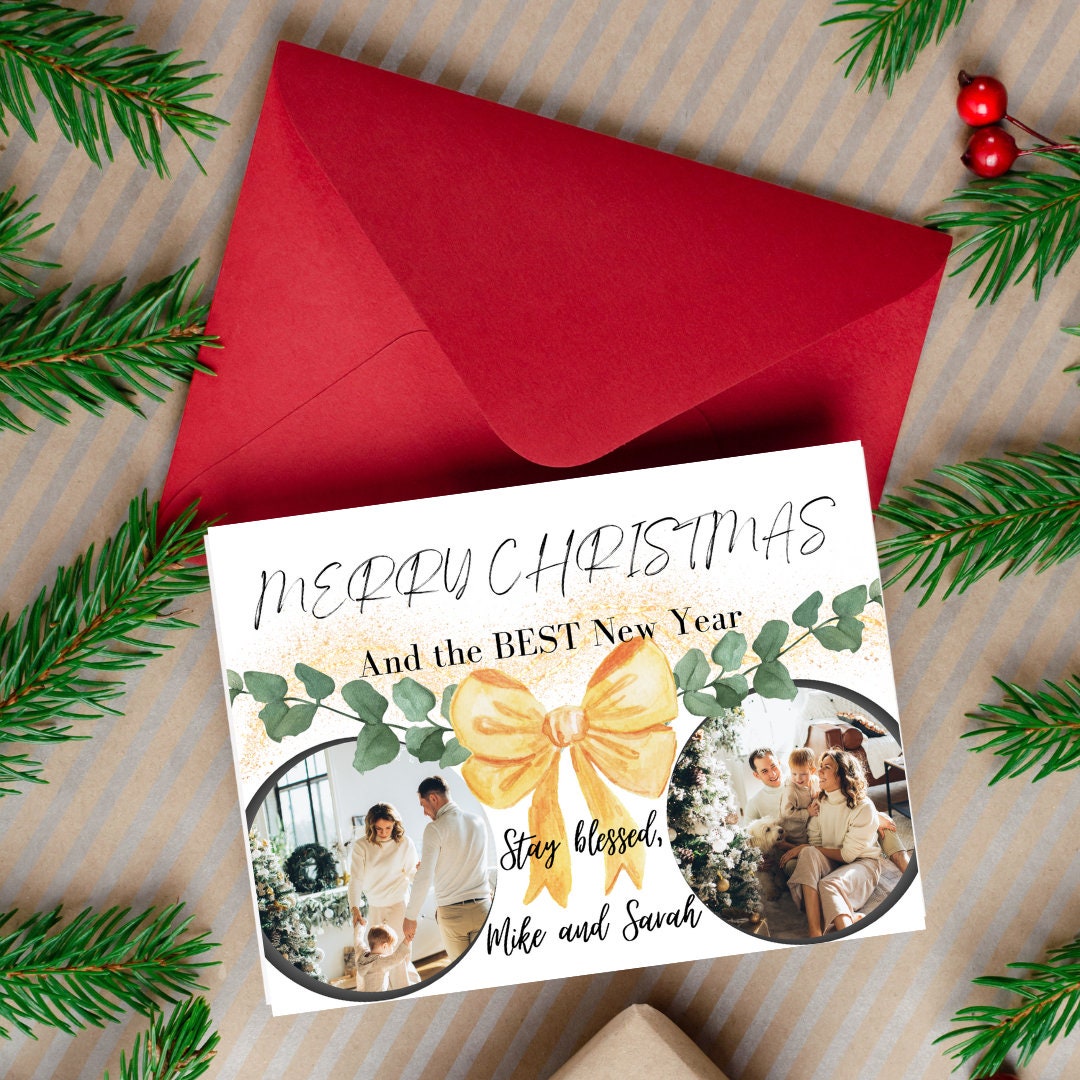 Photo Christmas Card Template, Holiday Photo Christmas Card, Holiday ...