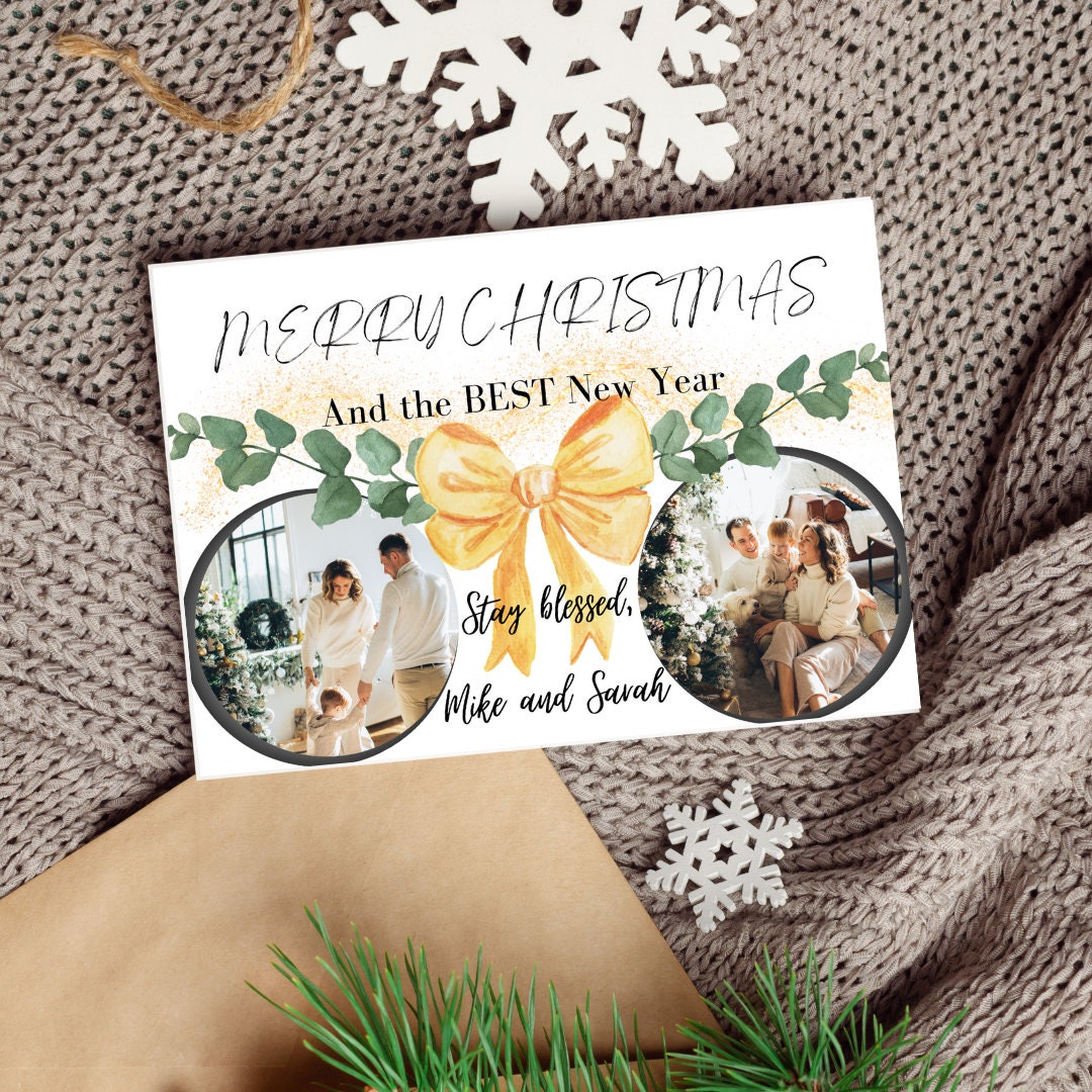 Photo Christmas Card Template, Holiday Photo Christmas Card, Holiday ...