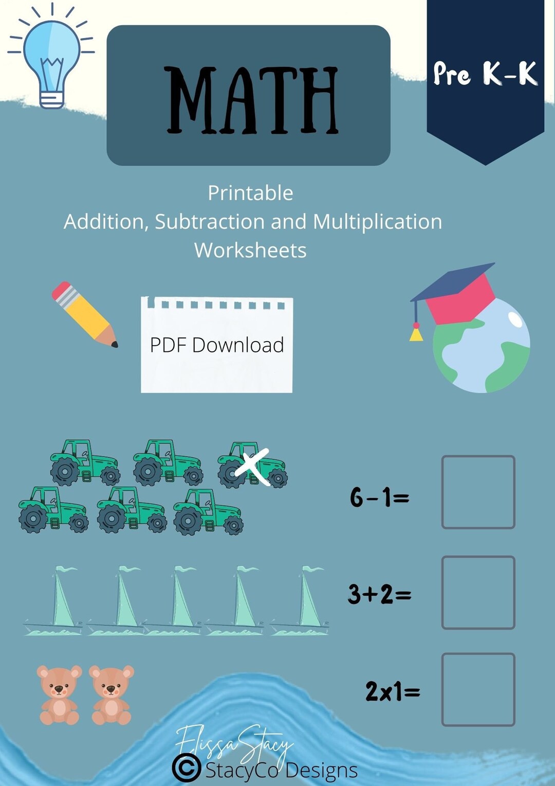 Prek- Kindergarten Basic Math Download, Print, PDF Digital Worksheets ...
