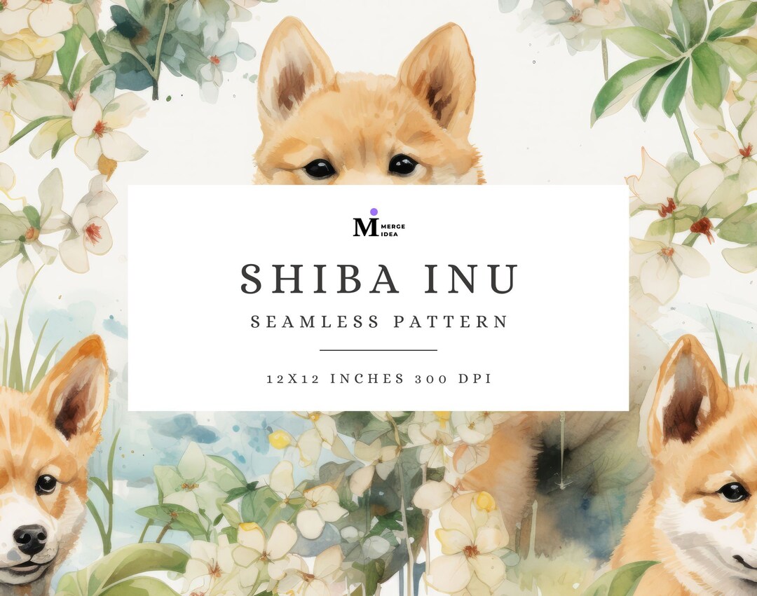 Shiba Inu Seamless Pattern, Dog Wallpaper, Dog Bandana Pattern, Pet ...