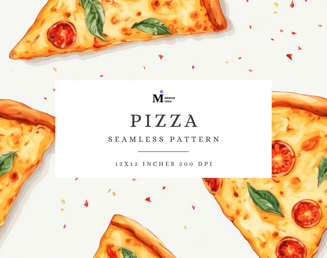 Pizza Digital Paper, Watercolor Pizza Seamless Pattern, Pizza Slice ...