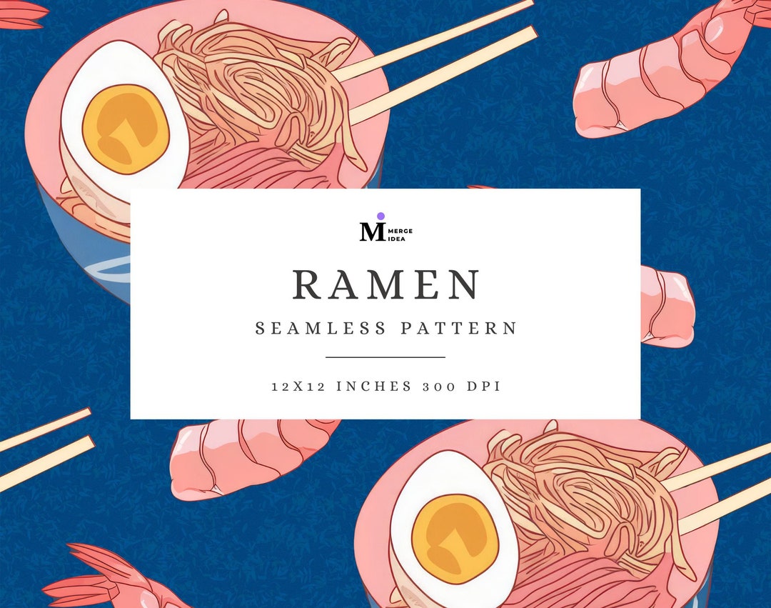 Ramen Seamless Pattern, Japanese Food Digital Paper, Noodles Bowl ...