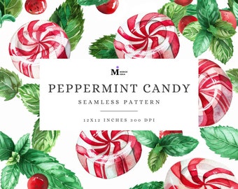 Seamless Peppermint Candy Pattern, Christmas Pattern, Digital Paper - Etsy