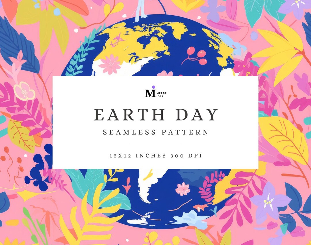 Earth Day Seamless Pattern, Save the World, Happy Earth Day Digital ...