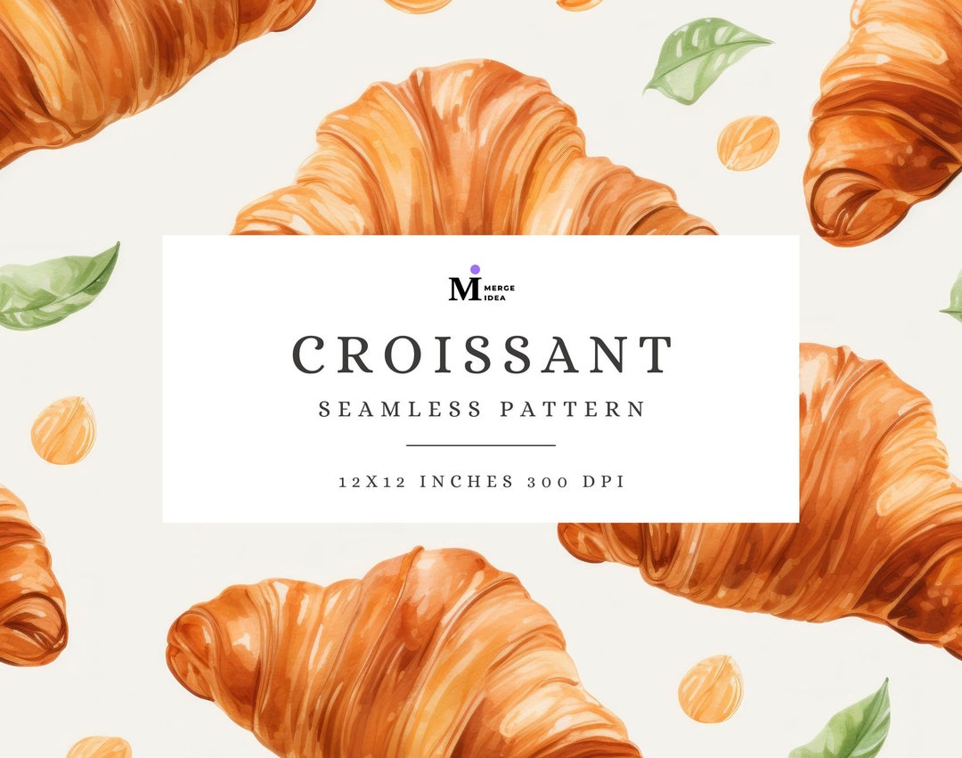 Croissant Seamless Pattern, Bakery Repeating Pattern, Bread Digital ...
