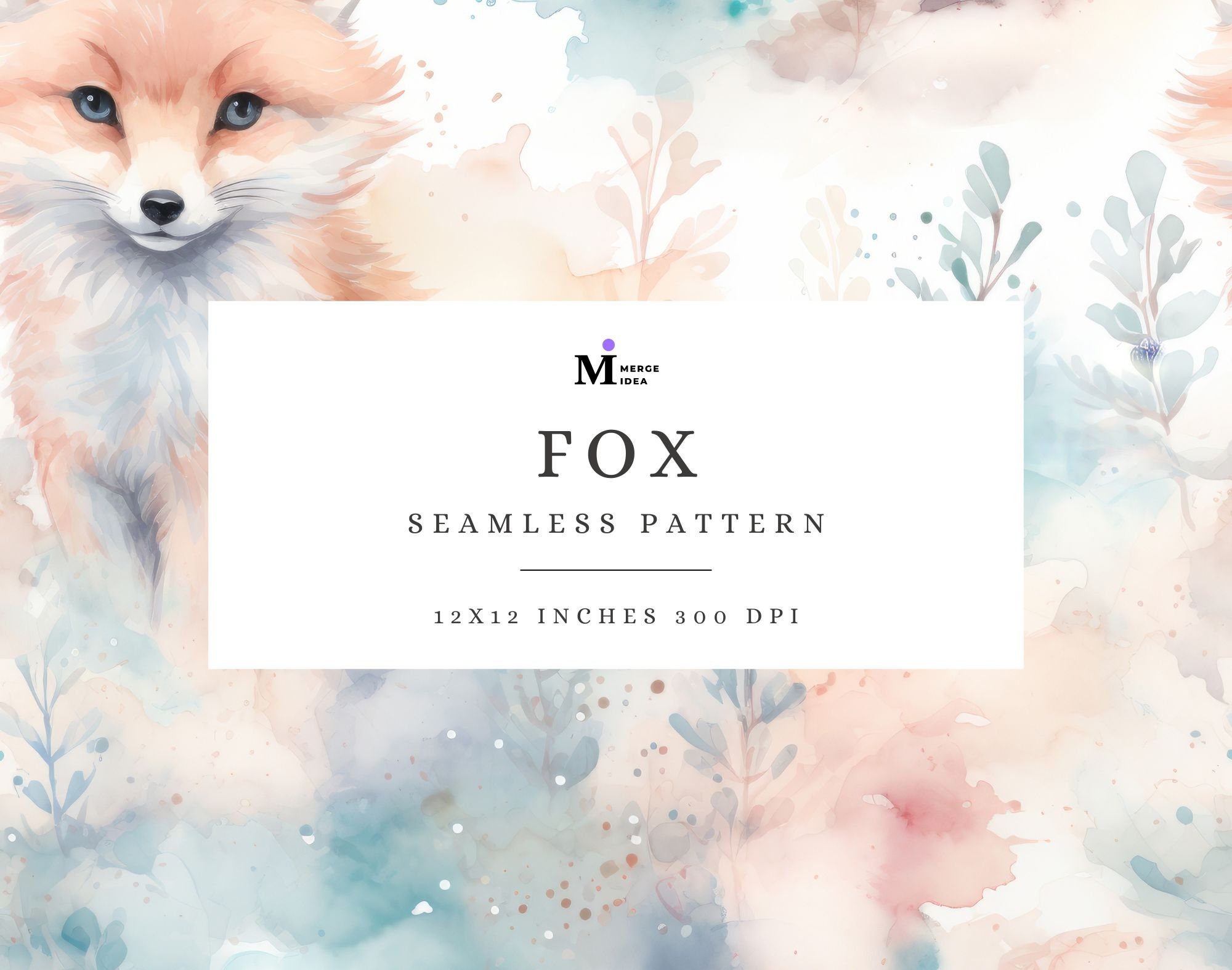 Fox Seamless Pattern, Dog Seamless Pattern, Fox Baby Shower, Watercolor ...