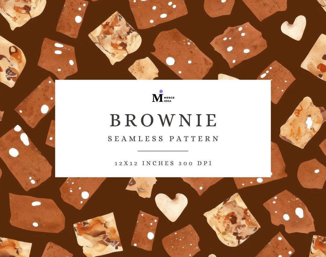 Brownie Seamless Pattern, Dark Chocolate Brownie Fabric Design ...