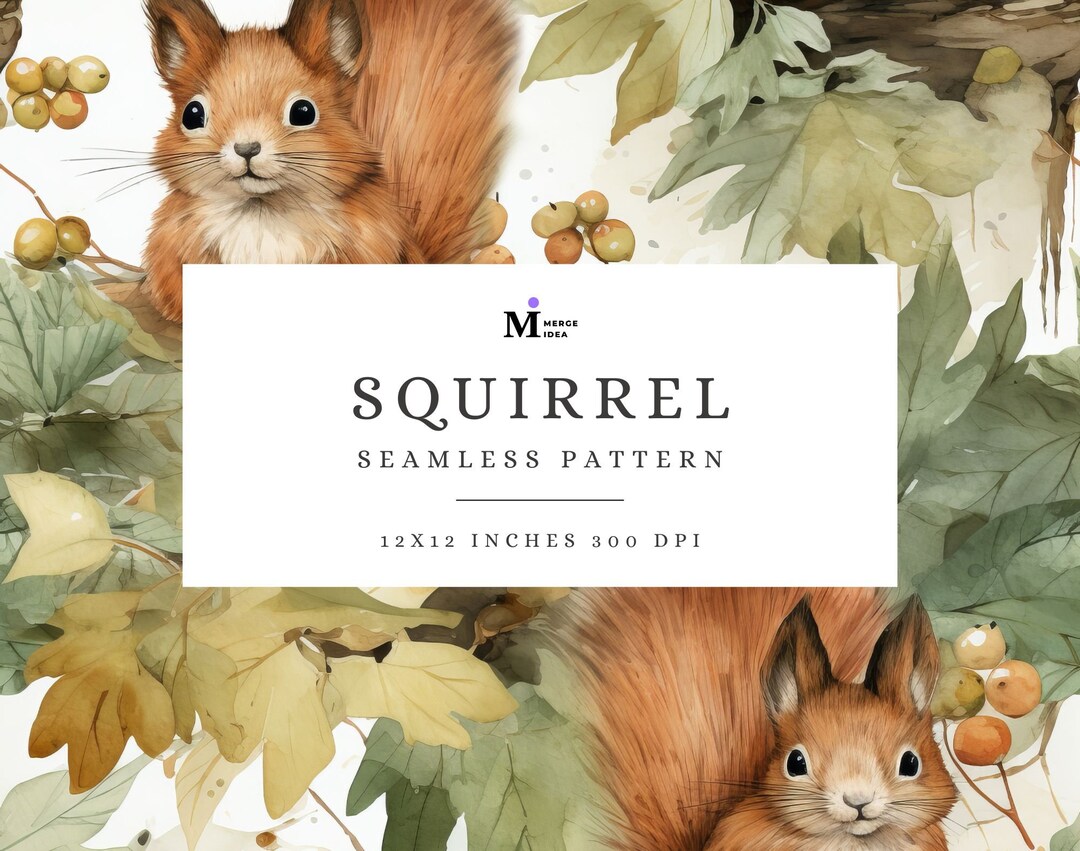 Squirrel Seamless Pattern, Nursery Fabric Pattern, Forest Animal Paper ...