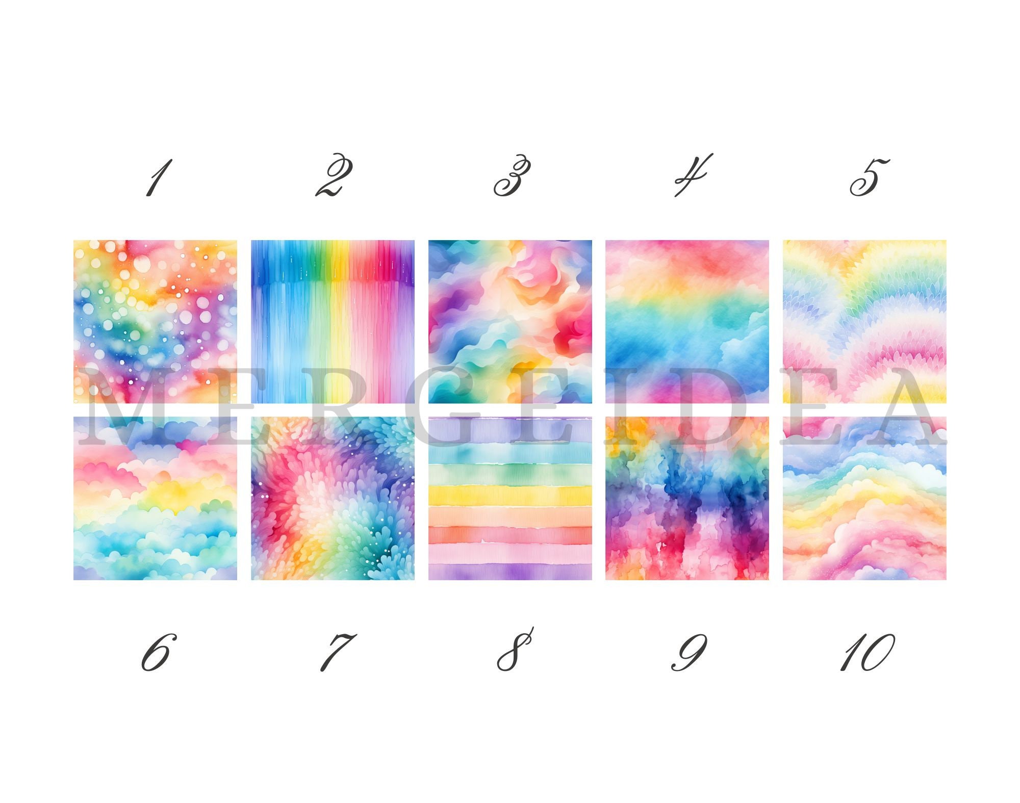 Rainbow Seamless Pattern, Watercolor Rainbow Digital Paper Pack ...