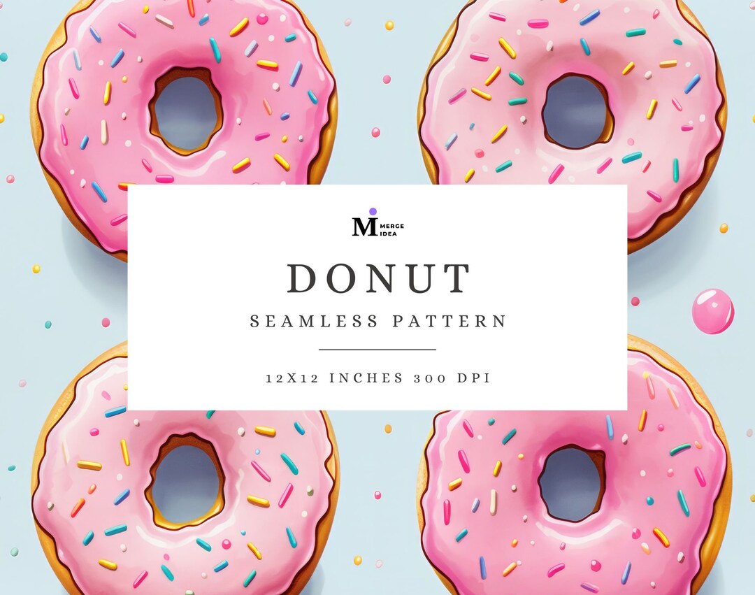 Donut Digital Paper, Doughnut Seamless Pattern, Donut Wall, Cute ...