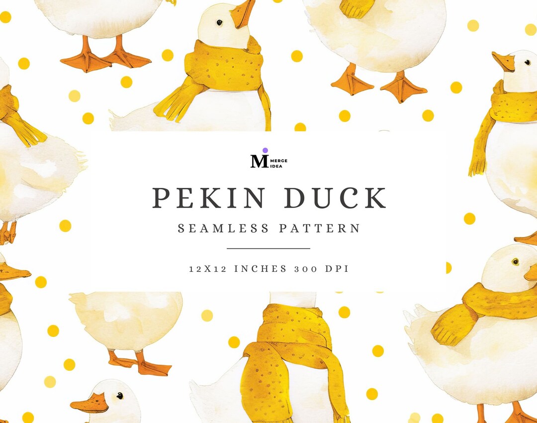 Pekin Duck Seamless Pattern, White Duck Printable, Spring Goose Digital ...