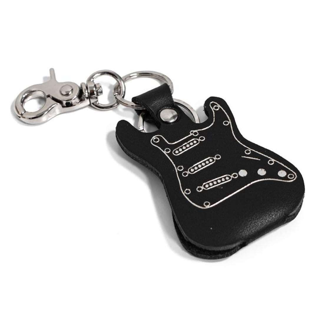 Handmade Leather Guitar Pick Holder and Keychain Organizer, Guitar Pick ...