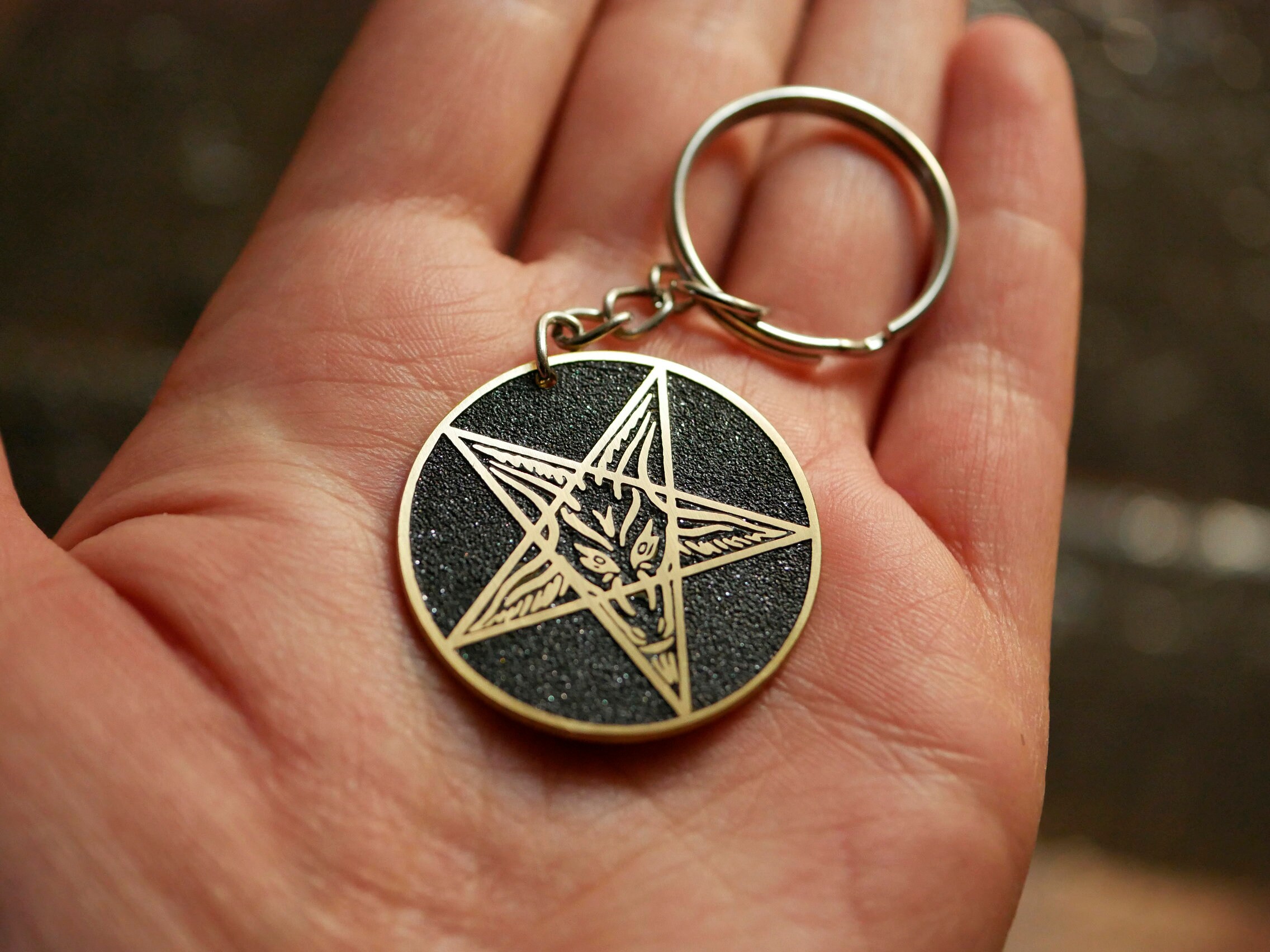 Satan goat keychain Sigil of Baphomet satanic key chain | Etsy