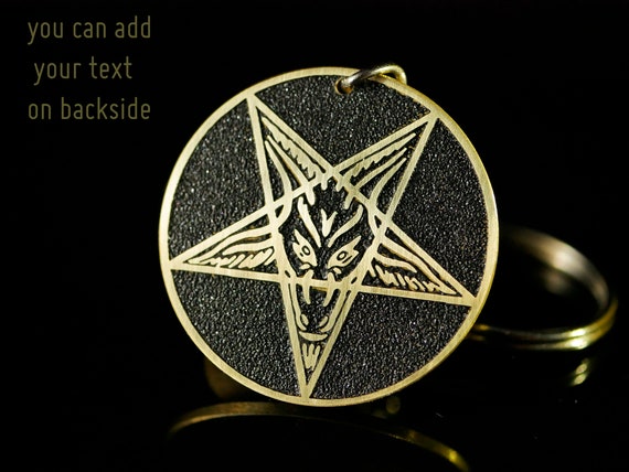 Satan goat keychain Sigil of Baphomet satanic key chain | Etsy