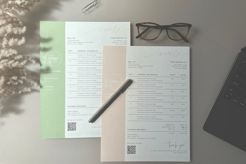 Printable Receipt | Invoice Template Editable | Small Business Custom ...