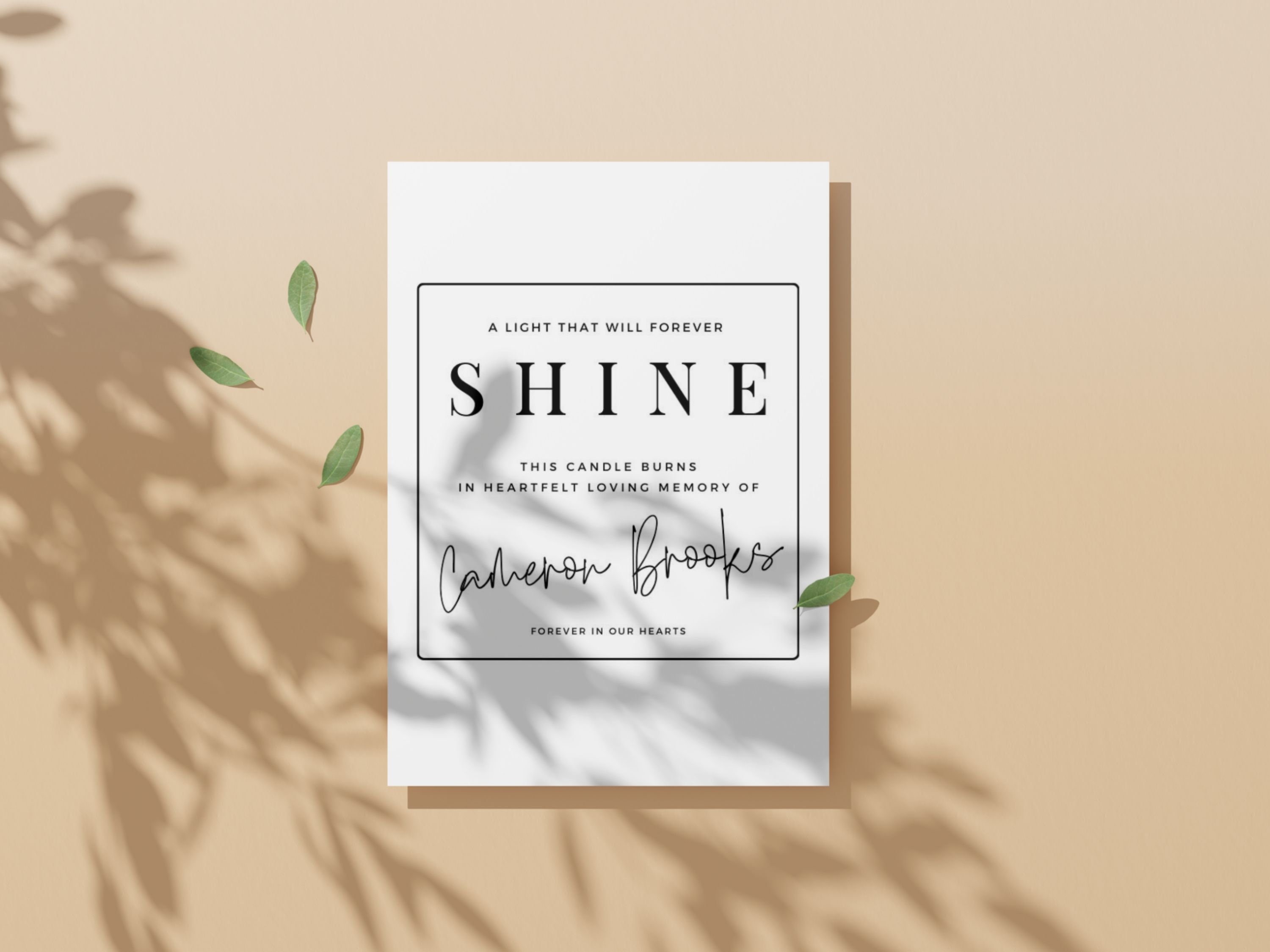 Personalized Memorial Candle Label for Weddings, Funerals, Memorials ...