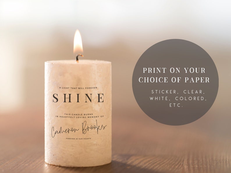 Personalized Memorial Candle Label for Weddings, Funerals, Memorials ...