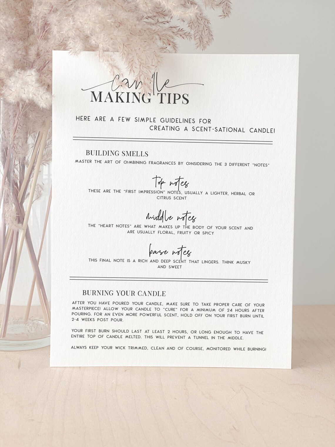 Candle Making Tips Printable Minimalist Style for DIY Candle - Etsy