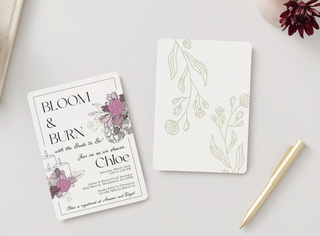 Bloom & Burn Candle Making Bridal Shower Invitation | Fully Editable in ...
